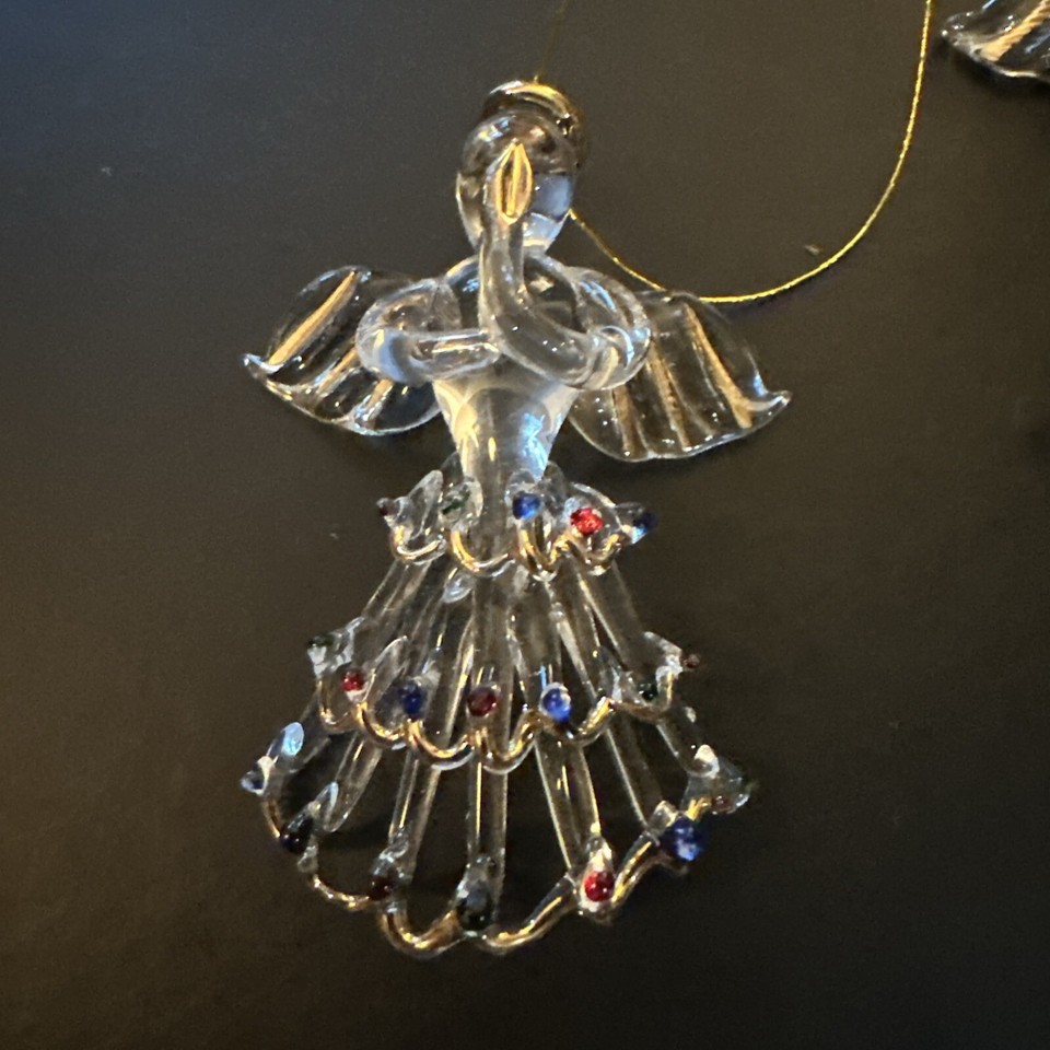 Set Of 4 3" Spun Glass Christmas Ornaments Angels Holding Candle | eBay
