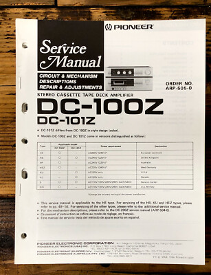 Pioneer DC-100Z DC-101Z Stereo Service Manual *Original* | eBay UK