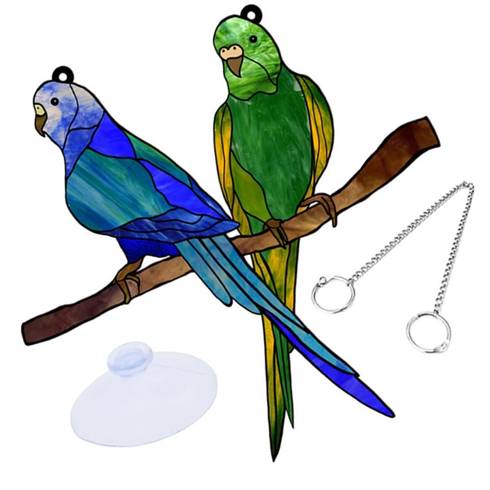 Acrylic Bird Window Hanging Ornament Decorative Parrot Pendant for Home ...