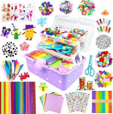 3000 Arts and Crafts Supplies for Kids Craft Kit Craft Box with Pipe ...