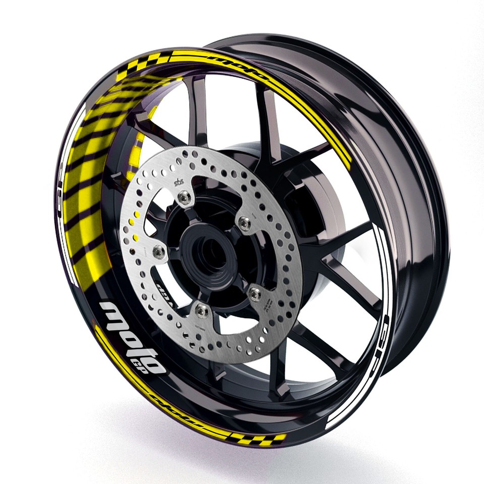 GP02 17" Motorcycle Rim Wheel Sticker Yellow For Yamaha MT07 18 19 20 ...
