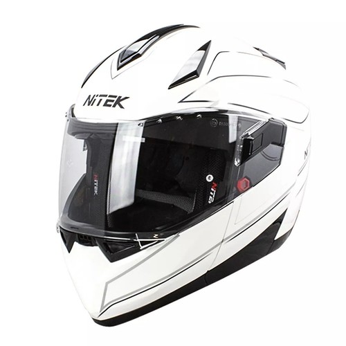 Gloss White Motorcycle Bike Helmet Nitek Diamond N260 Tiger Modular ...
