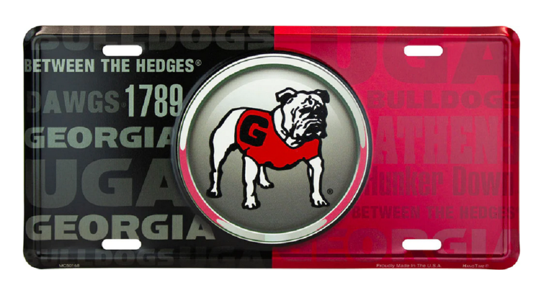 University of Georgia Bulldogs Bullseye Aluminum Metal License Plate ...