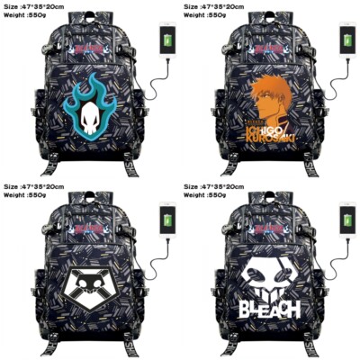 Anime Bleach Kurosaki Ichigo USB Backpack Teenager Schoolbag Laptop Bag ...