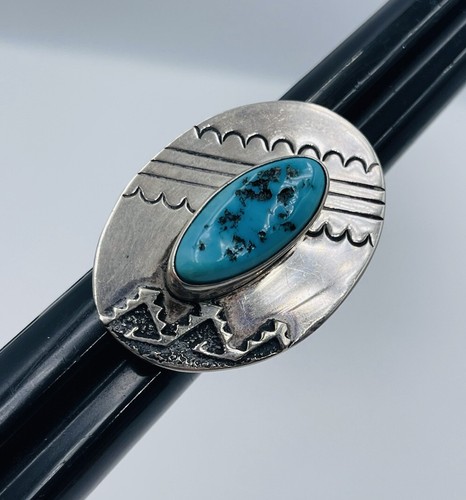 Tommy Singer Vintage Navajo Sterling Silver Blue Turquoise Ring Size 8 ...