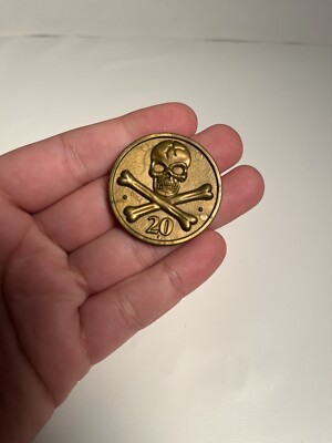 Vntg Gold Plastic Skull Cross Bones Coin Pirate Token Favor 20 Piece ...