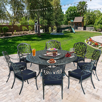 9-Pcs Outdoor Patio Dining Set, Patio Dining Furniture Set w/ Lazy ...