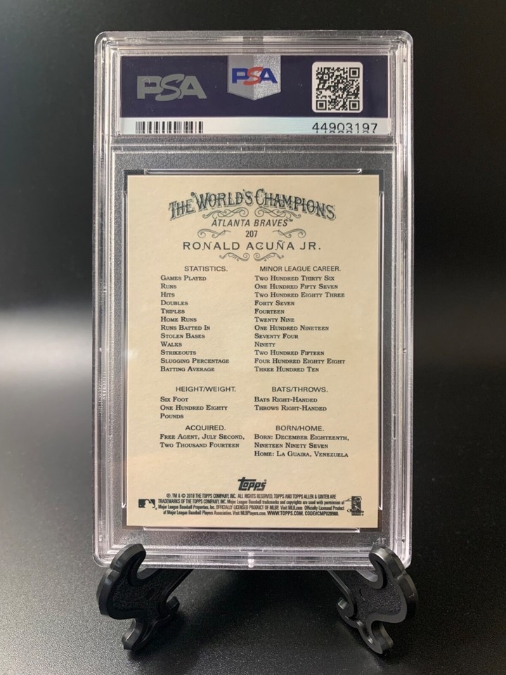 2018 RC Ronald Acuna Jr Topps A&G No. 207! PSA 10! Cool Card! | eBay