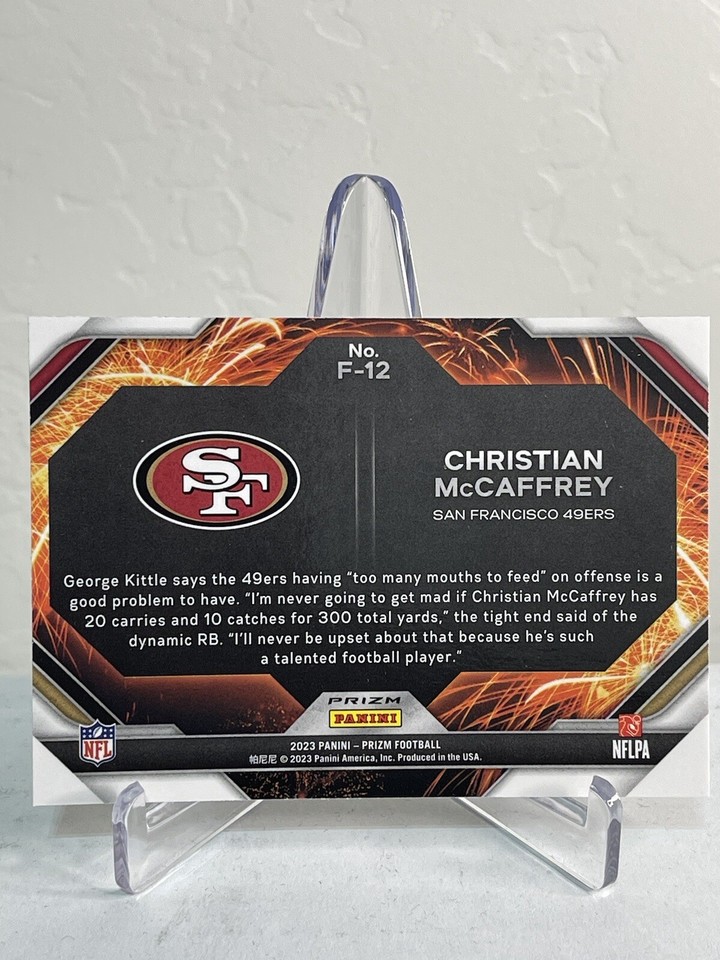 2023 Panini Prizm Christian McCaffrey Fireworks Green Cracked Ice # F ...
