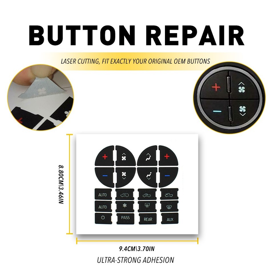 Black A/C Dash Button Repair Kit Decal Stickers Cover New For Chevy GMC ...