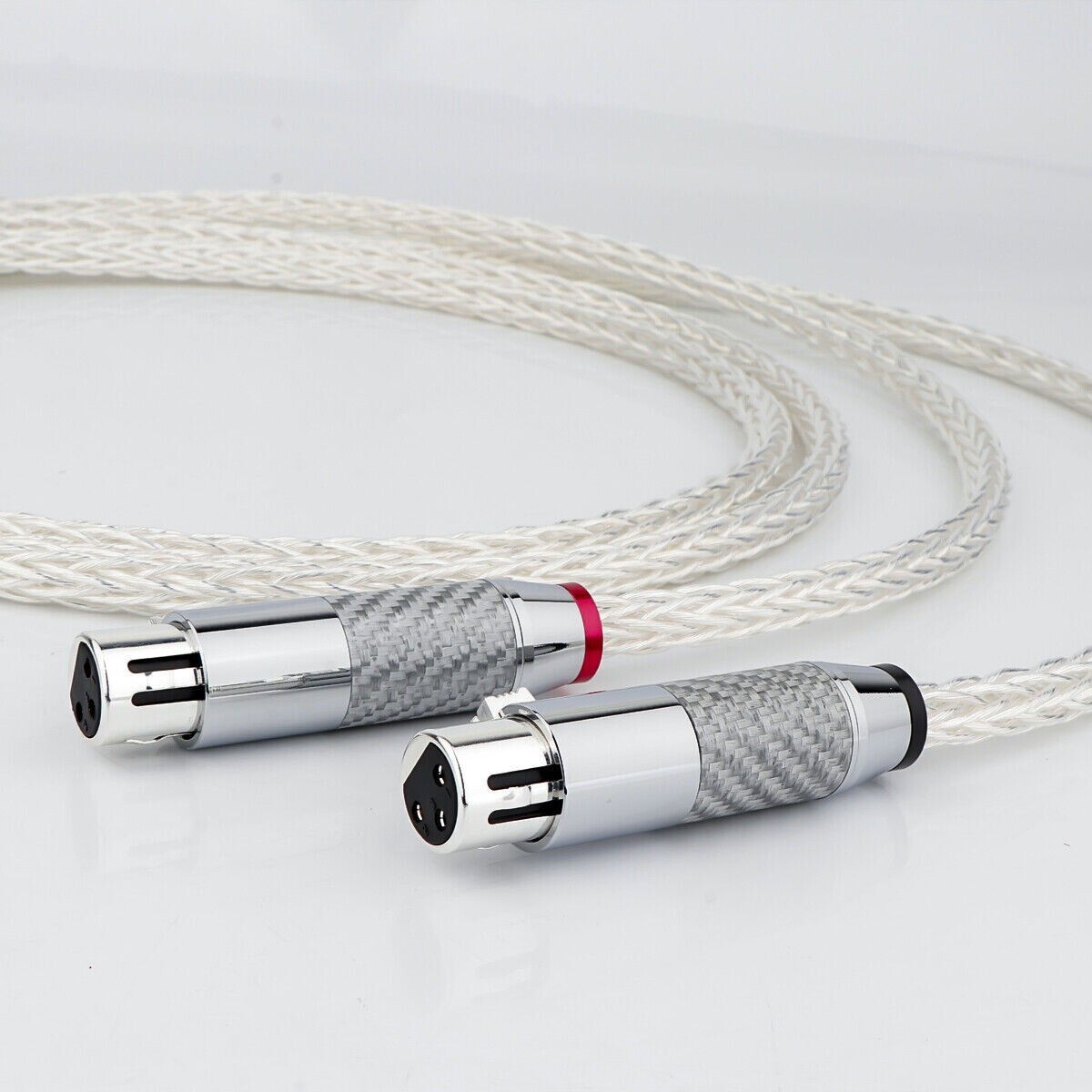 Pair 8N OCC Silver Plated Balanced XLR HiFi Microphone Interconnect ...