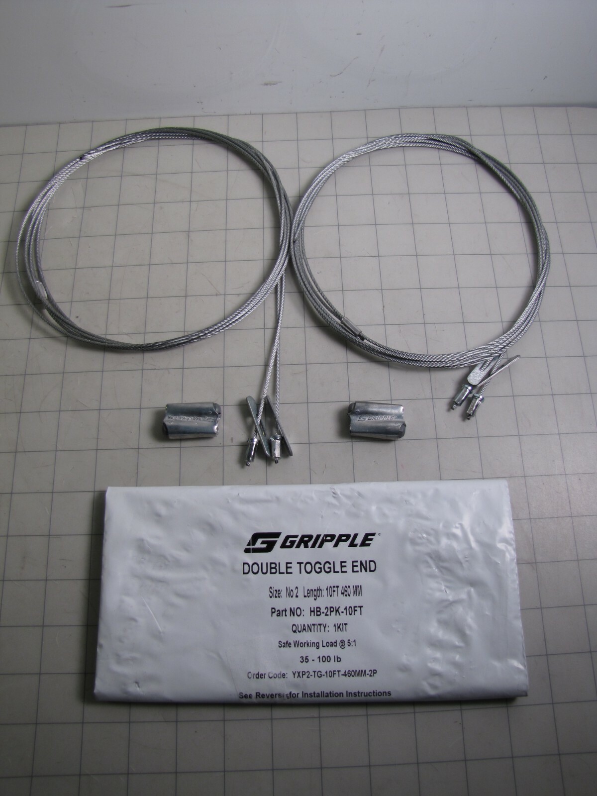 2-pk Gripple Express HB-2PK-10ft Double Toggle End Y-Fit Cable Hanger ...