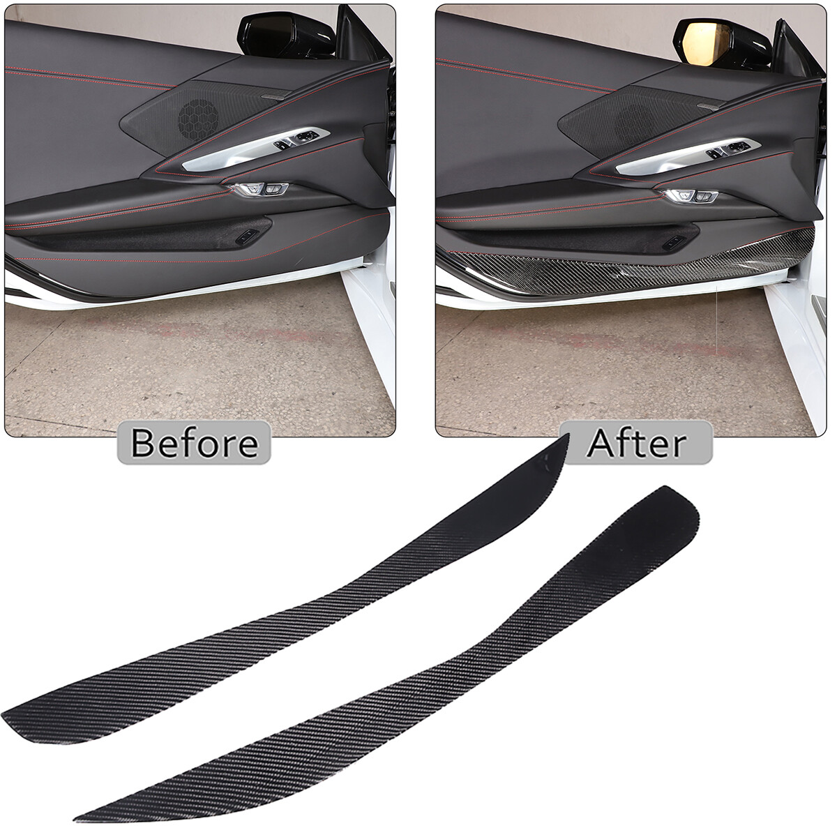 Carbon Fiber Sticker Car Door Anti-Kick Panel Cover Trim For C8 ...