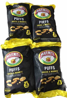 Marmite Puffs 4 Multipacks Cheese & Marmite Crisps 4 x 6 = 24 Bags 08/ ...