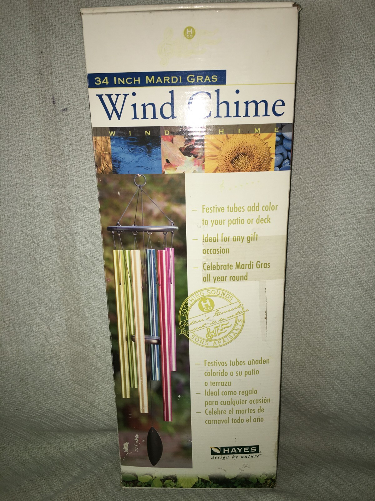 Hayes Design By Nature Wind Chime, 34” Mardi Gras Multi Colored Festive ...