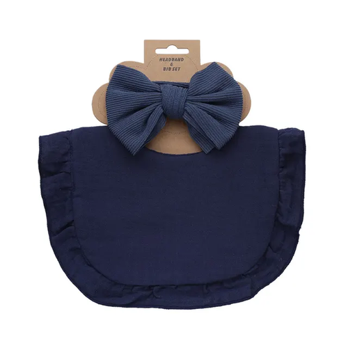 2Pcs/Lot Ribbed Baby Bibs Hair Bows Headbands for Baby Boys Girls ...