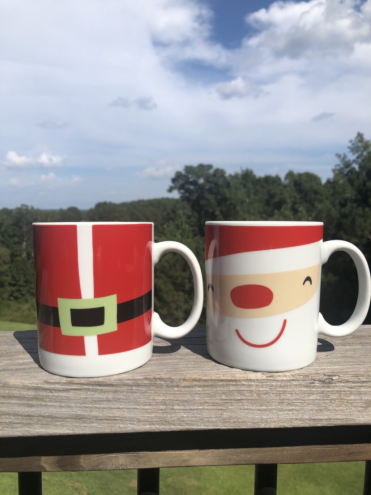 Set Of (2) SANTA 14oz. Coffee Mugs Tea Cup Christmas Holiday Designpac ...