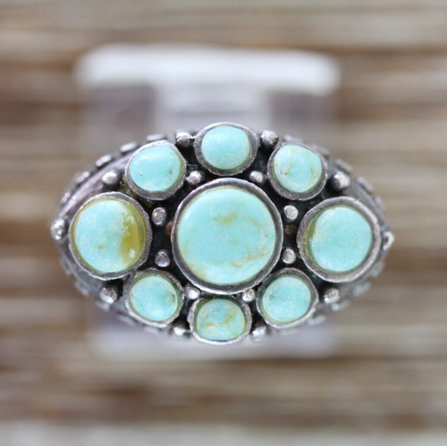 VINTAGE BALI TURQUOISE STERLING SILVER 925 RING SZ 5.5 SOUTHWEST RETRO ...