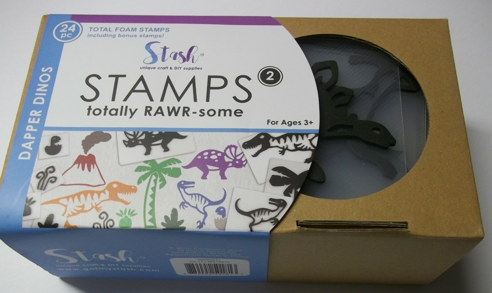 Stash Stamps Set of 24 Dapper Dinos Foam mounted on Plastic Ages 3 ...