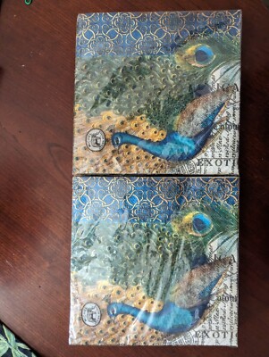 PEACOCK by Michel Design Works Paper Luncheon Napkins 2 Packs of 20 ...