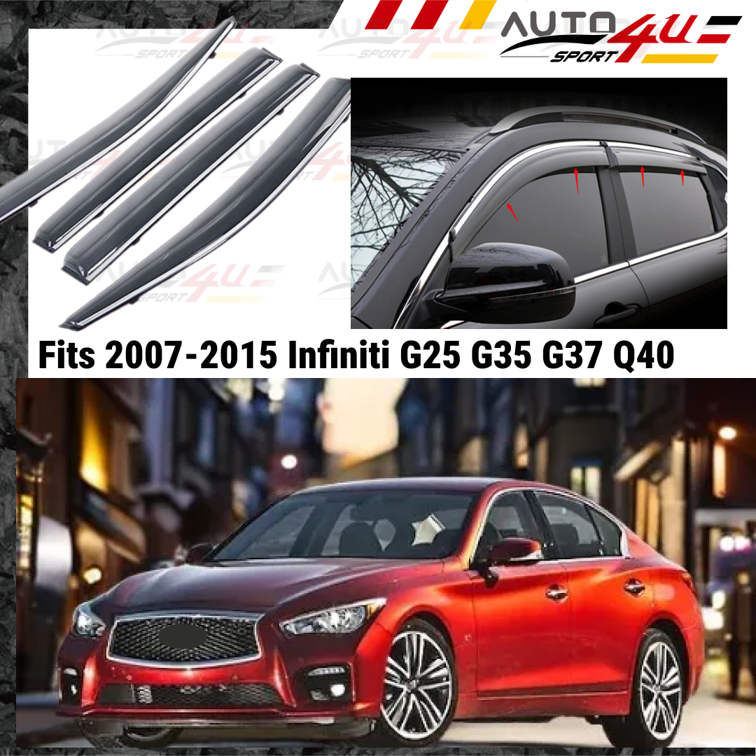 For Infiniti G25 G35 G37 Q40 07-15 Chrome Trim Window Visor Sun Rain ...