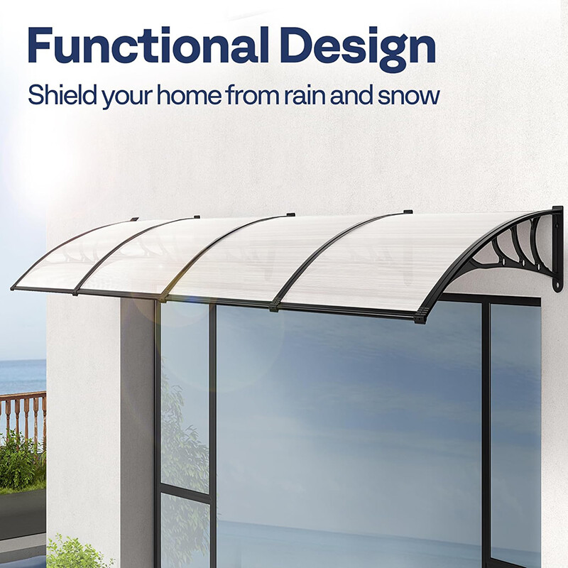 Window Awning Front Door Eaves Canopy Polycarbonate Roof Cover 40'' x ...