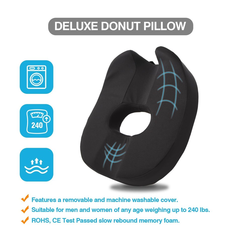 Donut Pillow Seat Cushion for Tailbone Pain, Prostate, Sciatica, Pelvic ...