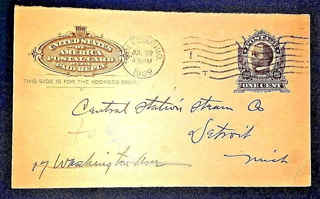 One Cent Postcard with the Seal Of United States & Sherman Portrait ...