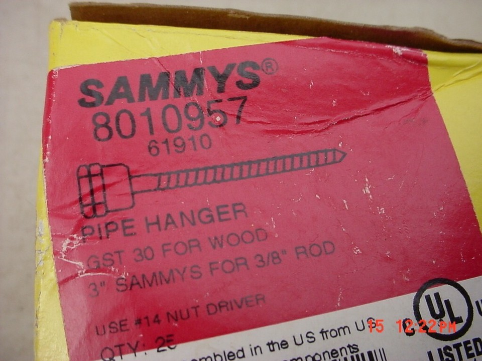 SAMMYS Model 8010957 3” for 3/8” Pipe/Rod Hangers 25 Count, NEW | eBay