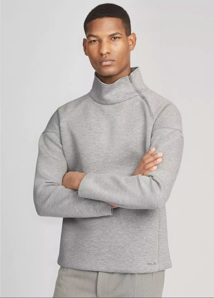 Ralph Lauren Purple Label RLX Fleece Gray Scuba Jersey Pullover Zip ...