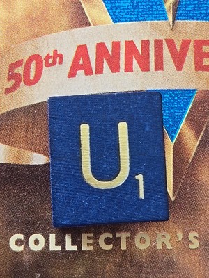 Scrabble Blue Gold U Letter Tile 1998 50th Anniversary Single Game Part ...