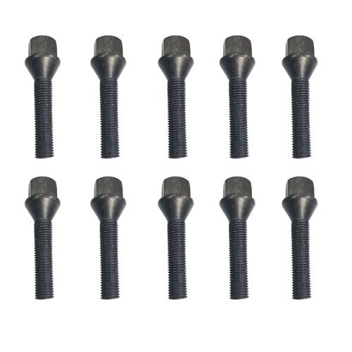 10 black Extended Wheel Bolts tapered M14x1,5 40mm for Citroën Fiat ...
