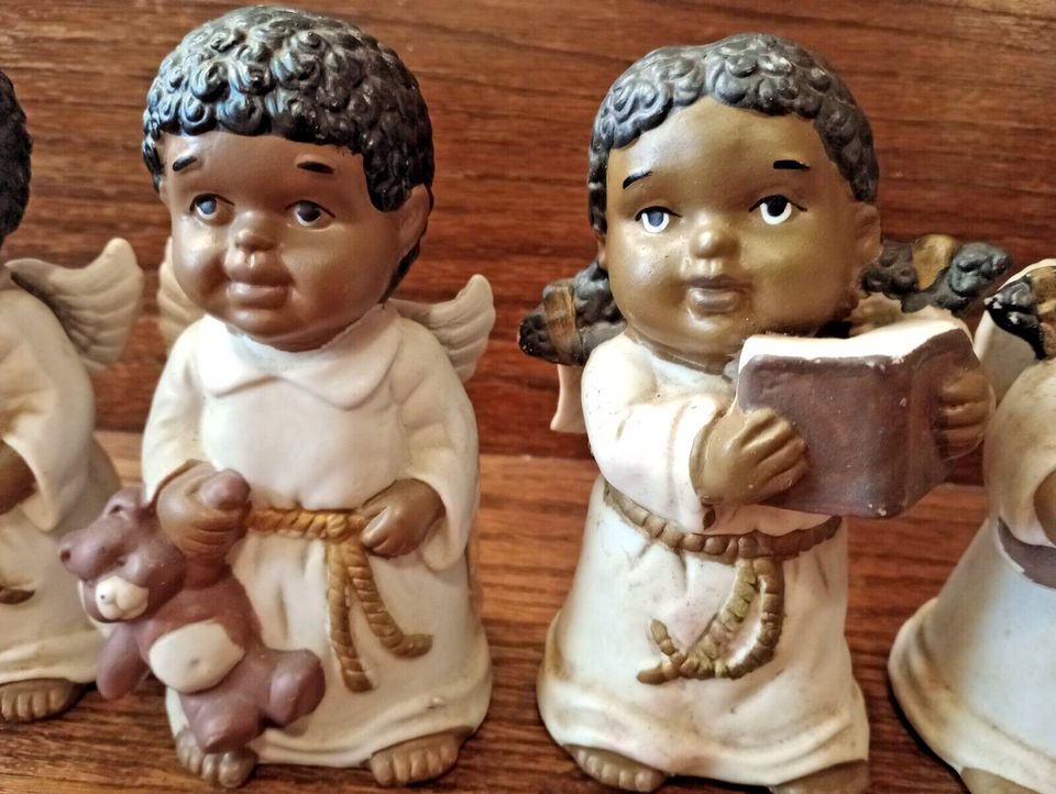 Collection of 6 African American Cheerful Angel Cherubs Figurines ...