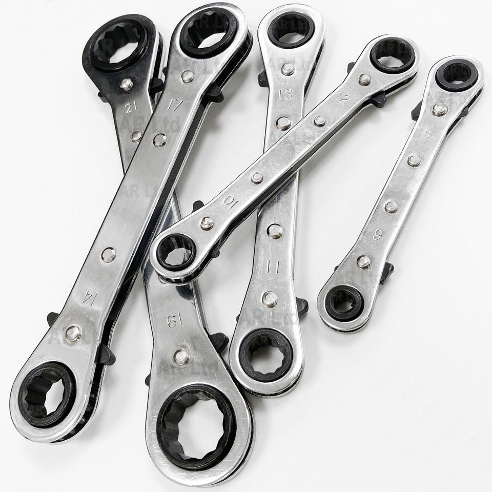 Ratchet Spanner Wrench Set 5 Metric Ratchet Ring Spanners 6-21mm ...