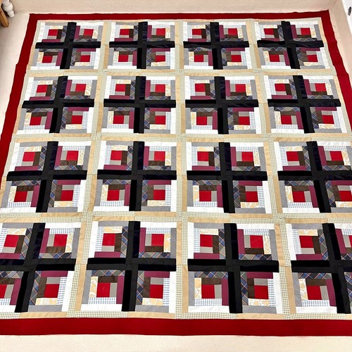 Spin Log Cabin Handmade Cotton Patchwork quilt top/topper 86x86" | eBay