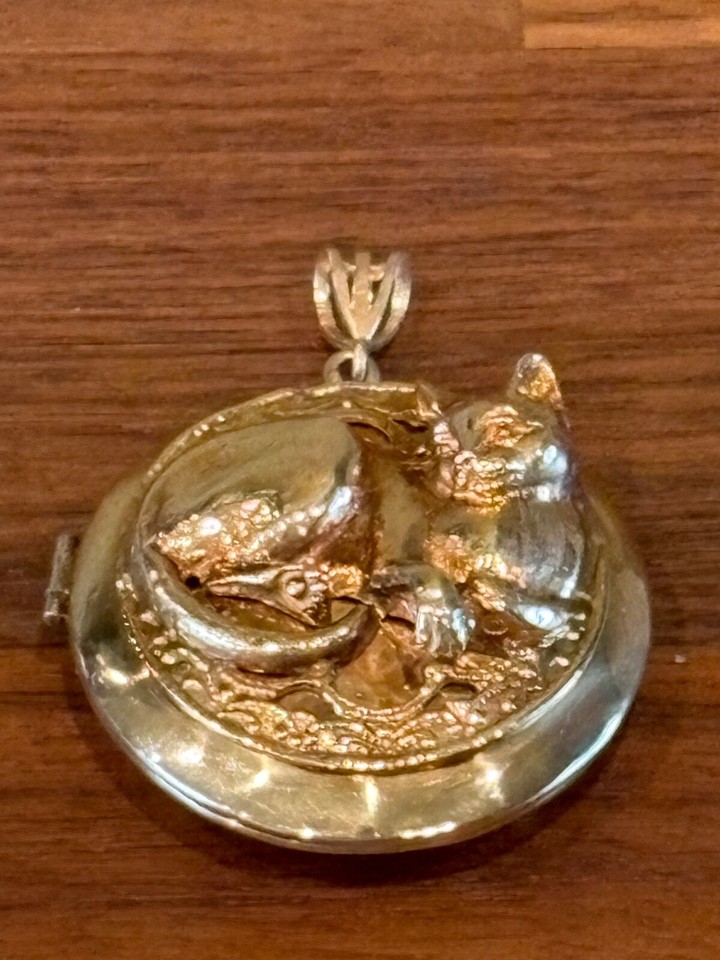 18KT Solid Yellow Gold CAT Locket Pendant Heavy 35.49 Grams | eBay