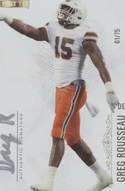 2021 Wild Card MATTE - Greg Rousseau #MBC-21 Signatures /75 (AU, RC ...
