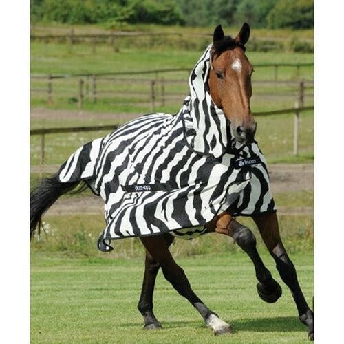 NEW BUCAS FULL NECK BUZZ OFF ZEBRA HEAVY MESH FLY SHEET W/ BELLY COVER ...