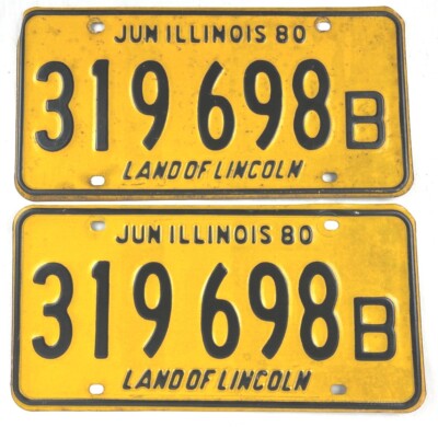 Illinois 1980 License Plates Pair Classic Truck Set for Cruise Night ...