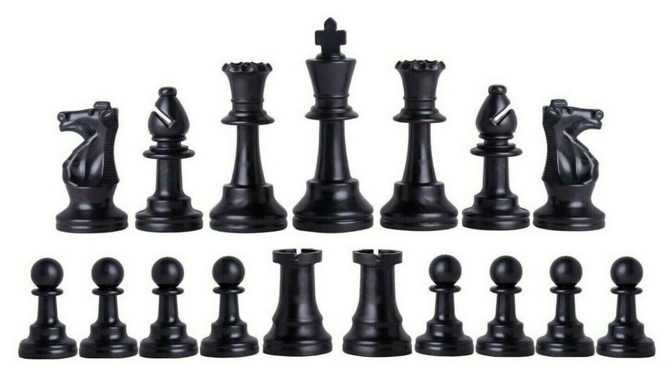 Black & Orange Chess Pieces & 20" Black Vinyl Board - Single Weighted ...