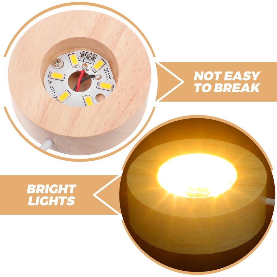 2 PCS Night Light Base Wood Lamp Lighted Bases Sphere Display Holder | eBay