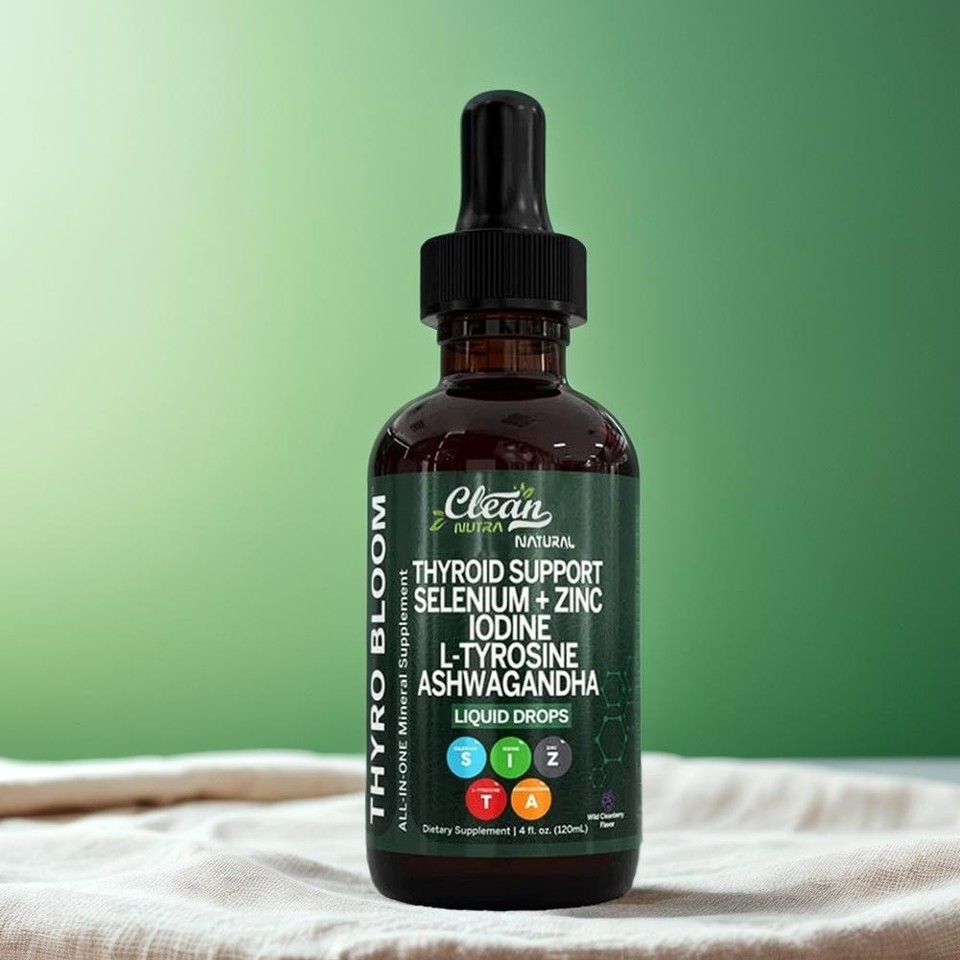 Thyro Bloom Thyroid Support Drops w/ Zinc, L-Tyrosine & Ashwagandha 2 ...