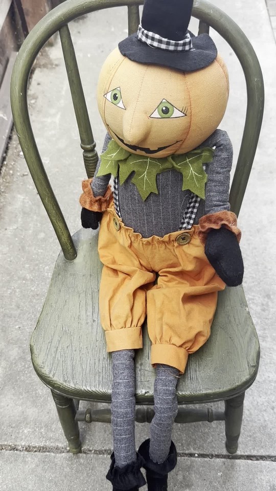CANDY CORN LANE SOFT PUMPKIN DOLL SHELF SITTER FIGURE 31" LIB 3 | eBay
