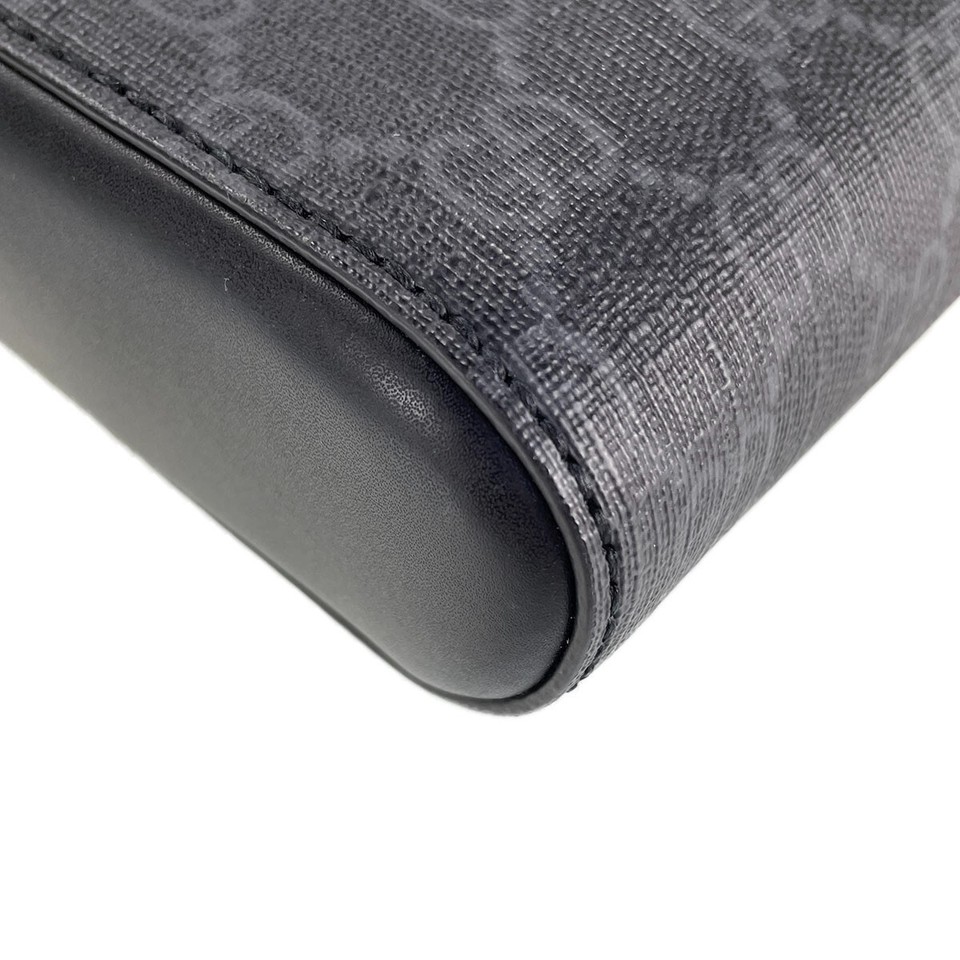GUCCI GG supreme PVC Leather Canvas Fabric Black Gray Cross body bag ...