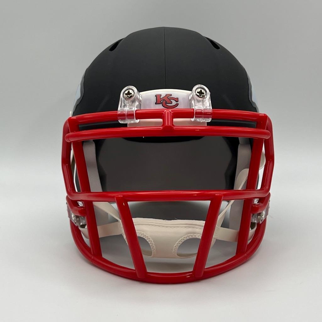 Kansas City Chiefs CUSTOM Matte Black - Red Facemask Mini Football ...