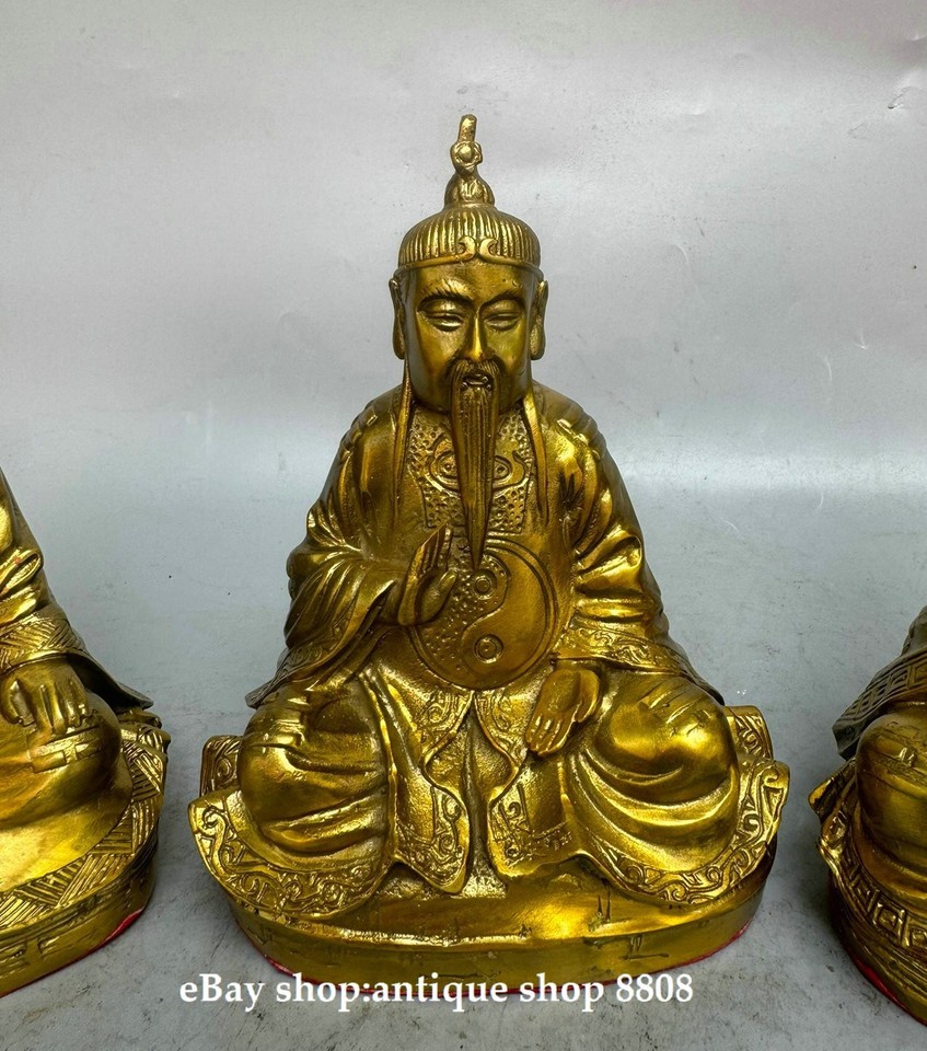 11" 3pcs Brass Bronze Taoism Sanqing Immortal God Lord Lao Tzu Tai ...