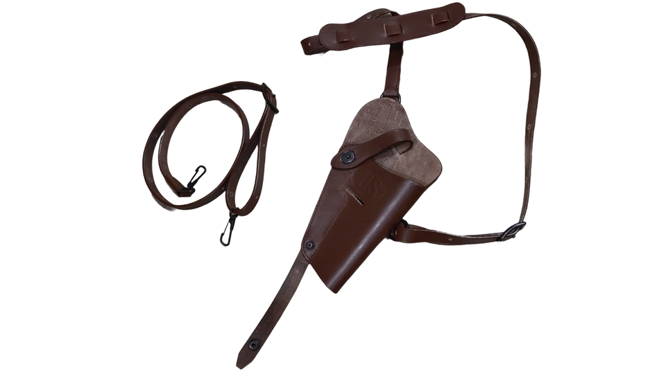 US WWII M7 Premium Brown Leather Tanker Shoulder Holster - DARK BROWN ...