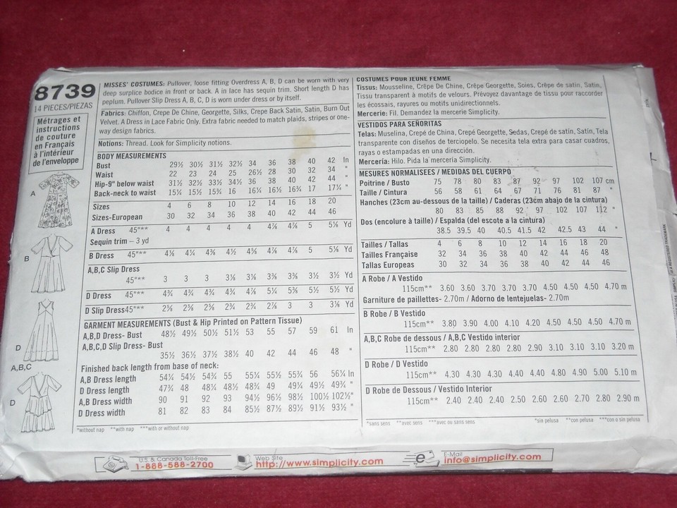 🌺 SIMPLICITY #8739 - LADIES RETRO 1920'S DAY or EVENING DRESS PATTERN 4 ...