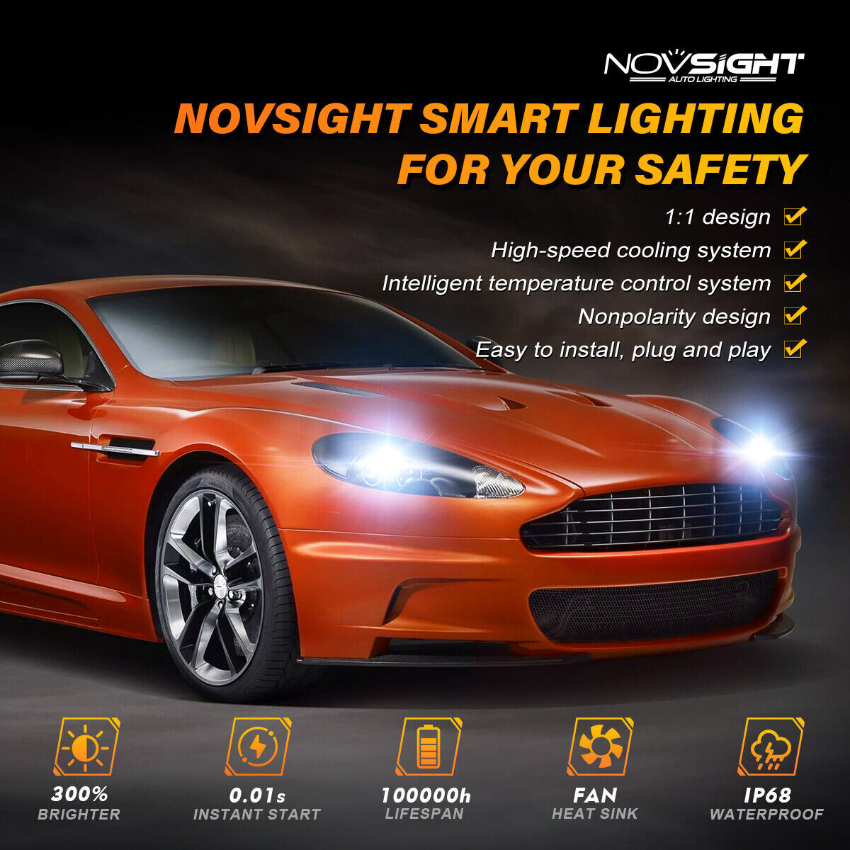 NOVSIGHT 9006 HB4 LED Headlight Kit For MITSUBISHI OUTLANDER 2007-2013 ...