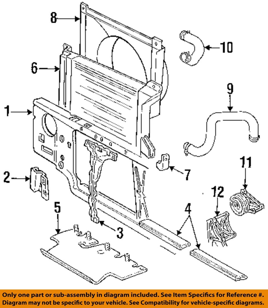 FORD OEM 88-97 F-250 7.3L Radiator Core Support-Reinforcement Right ...
